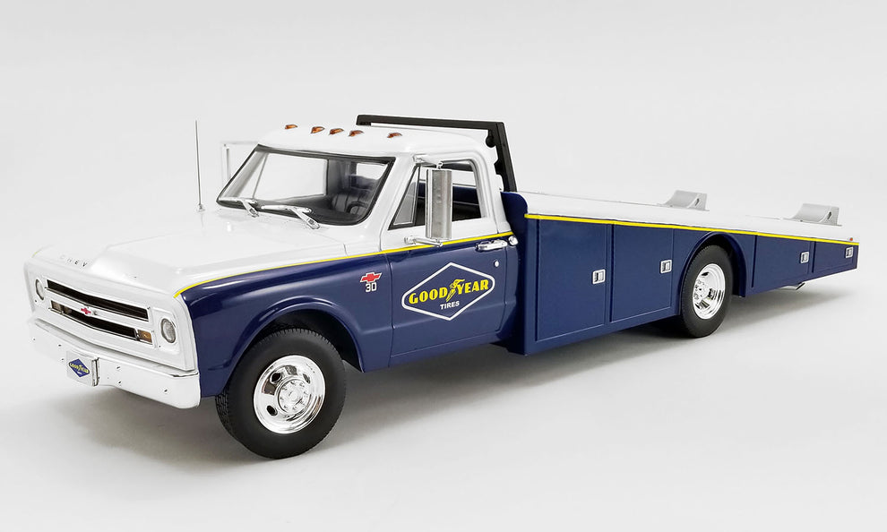 Acme 1967 Chevrolet C30 Ramp Truck Goodyear Tires Blue & White 1:18 ...