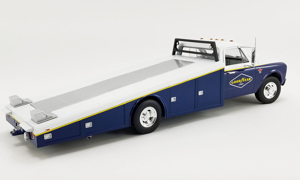 Acme 1967 Chevrolet C30 Ramp Truck Goodyear Tires Blue & White 1:18 ...